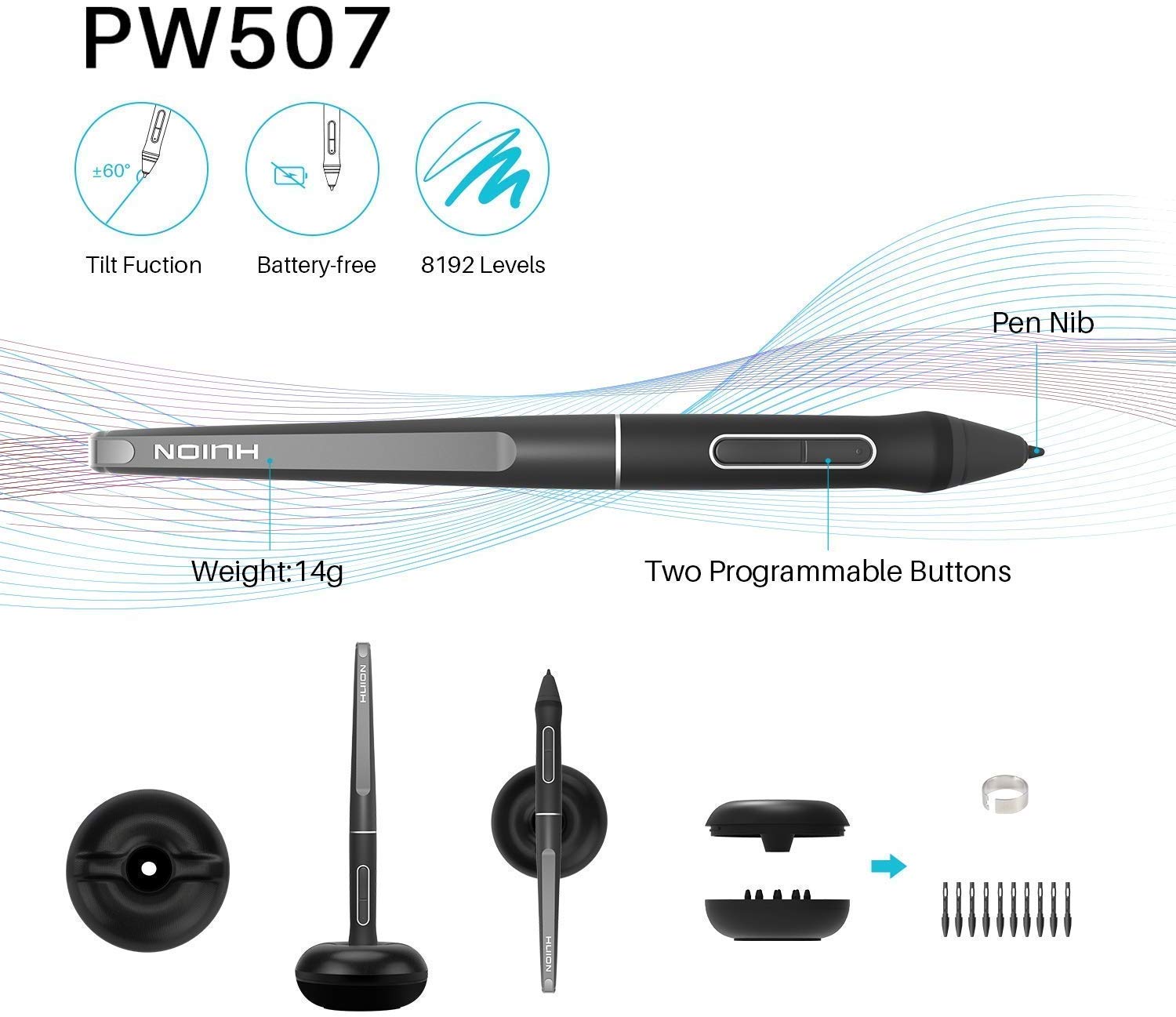 Huion Kamvas Pro 13 GT-133 Graphics Tablet + PW507 Stylus